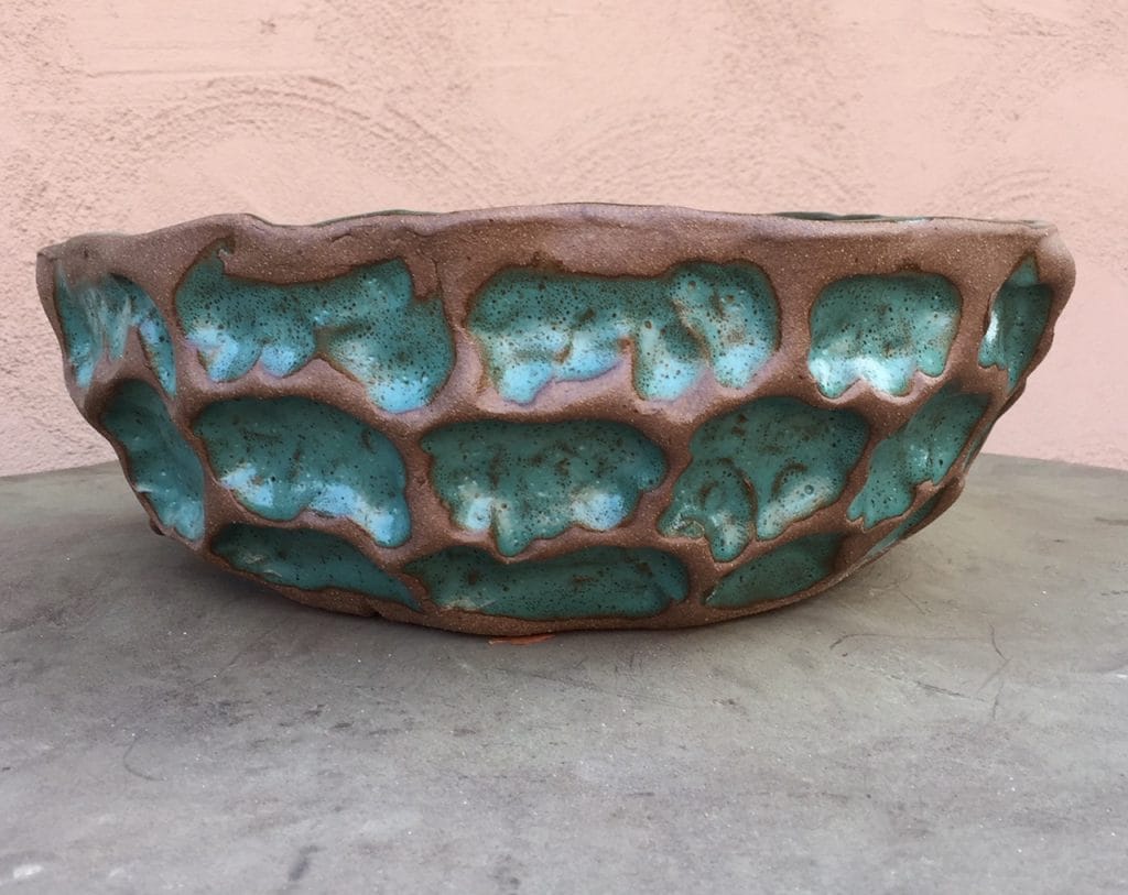 12" Azure Wave Planter - Susan Aach Ceramics