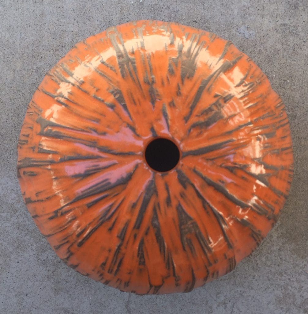 9″ Clementine Orange Bamboo Hanging Planter | Susan Aach Ceramics