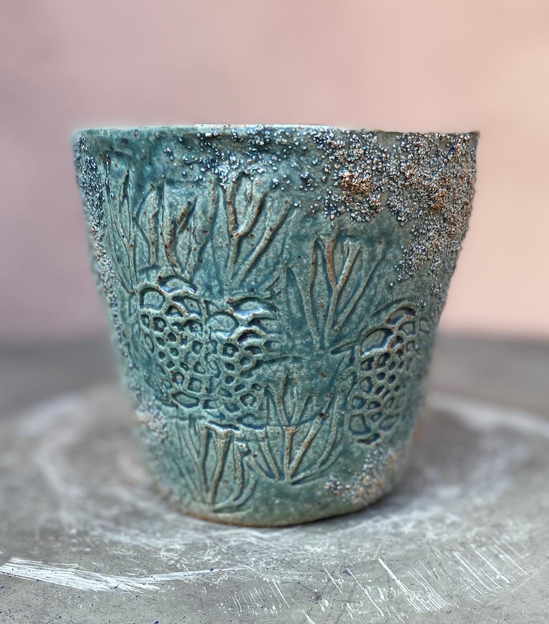 5" Green Botanic Planter - Susan Aach Ceramics