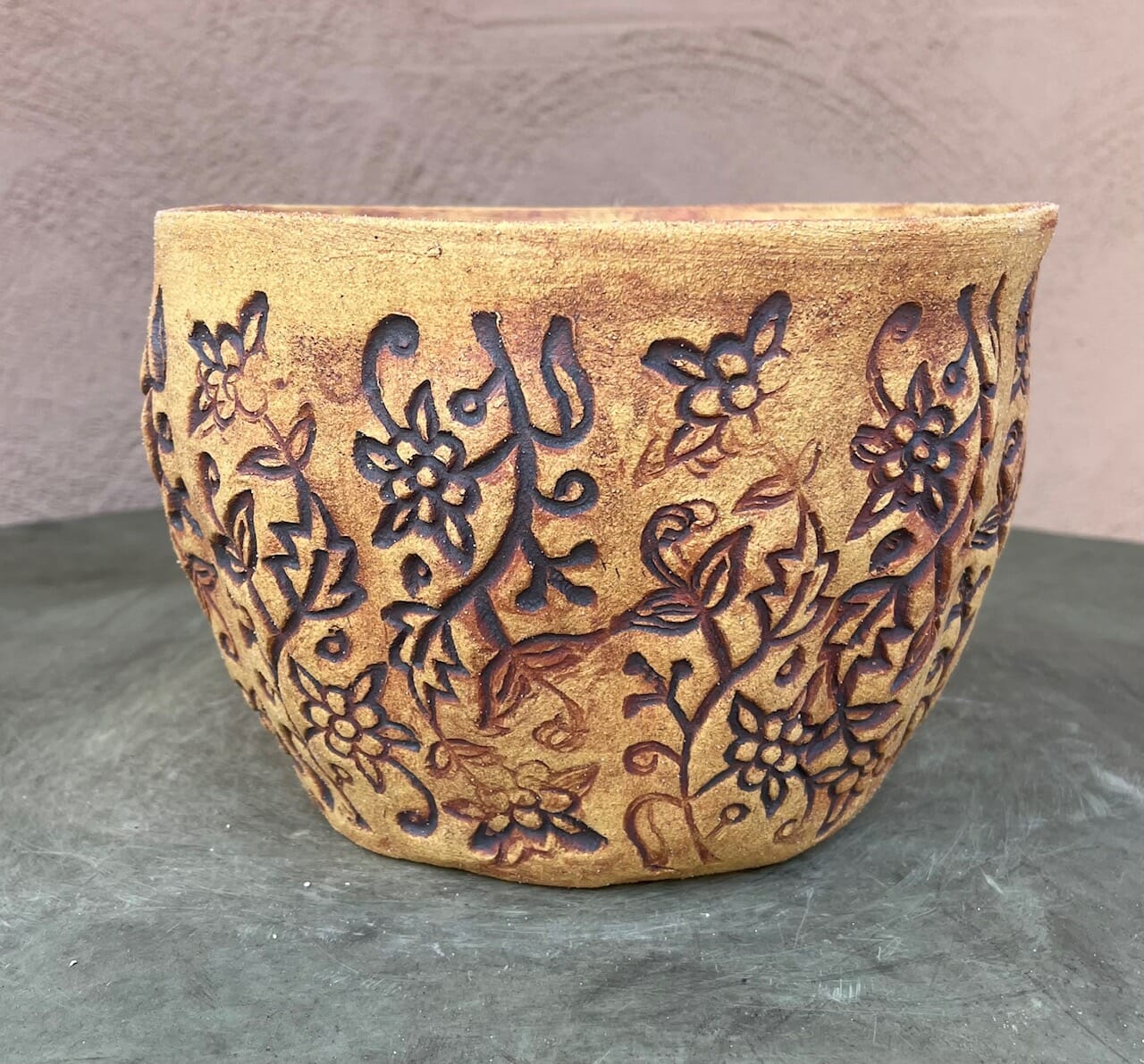 7" Floral Vine Planter - Susan Aach Ceramics