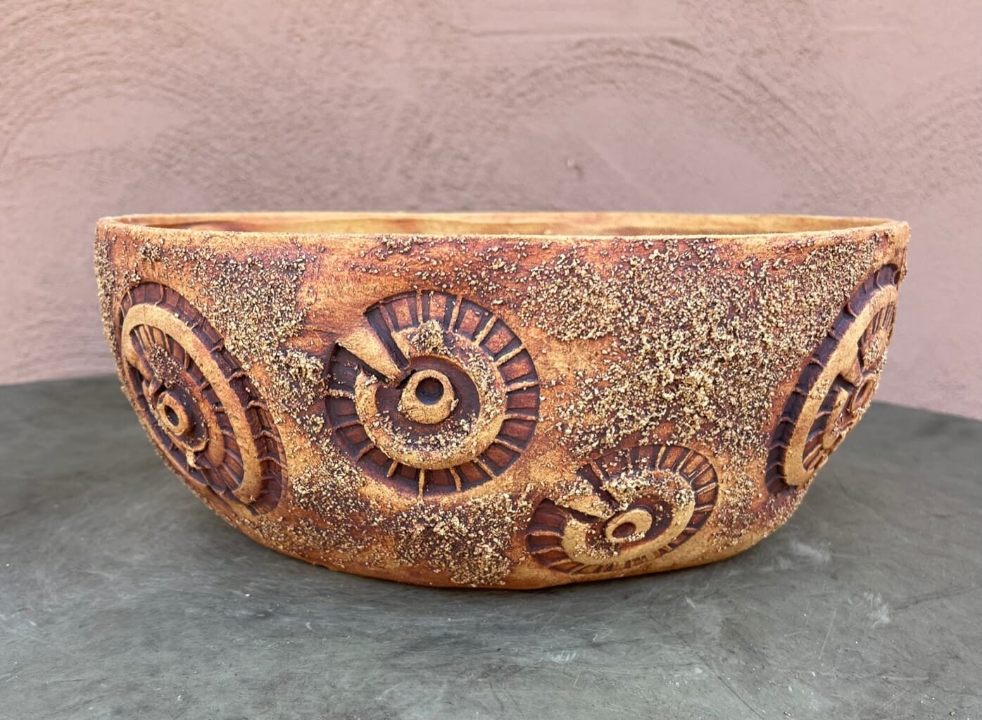 9" Stained Fossil - Susan Aach Ceramics